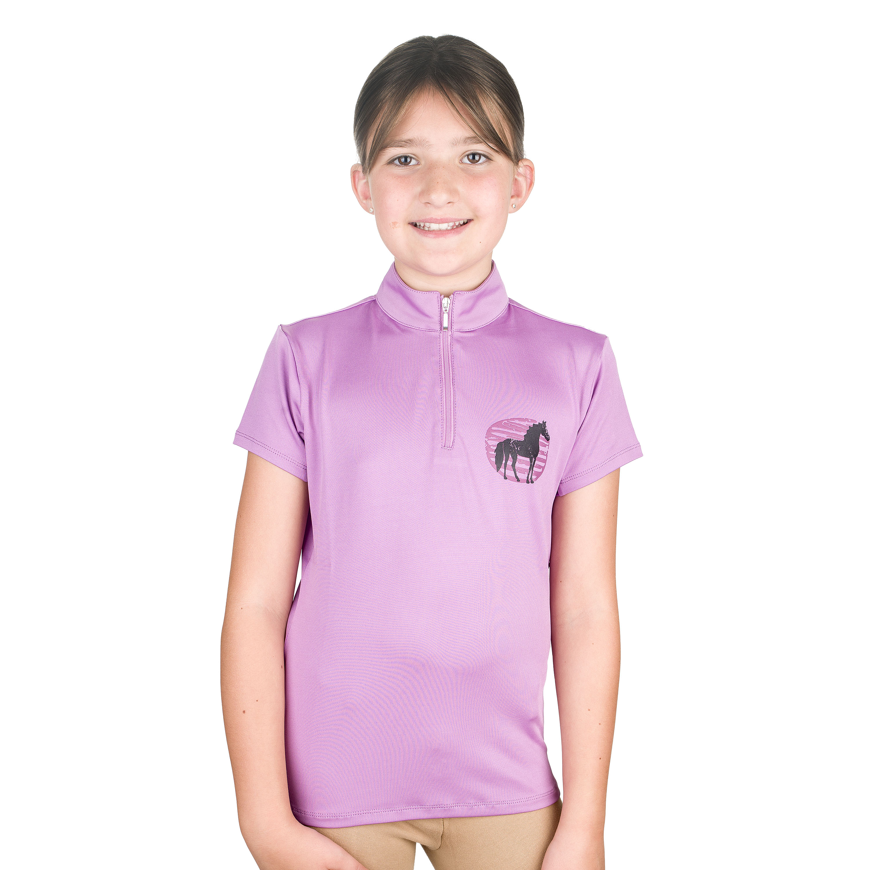 Equistar Kids' Short Sleeve 1/4 Zip Sun Shirt - Lilac - Equistar-832001 ...