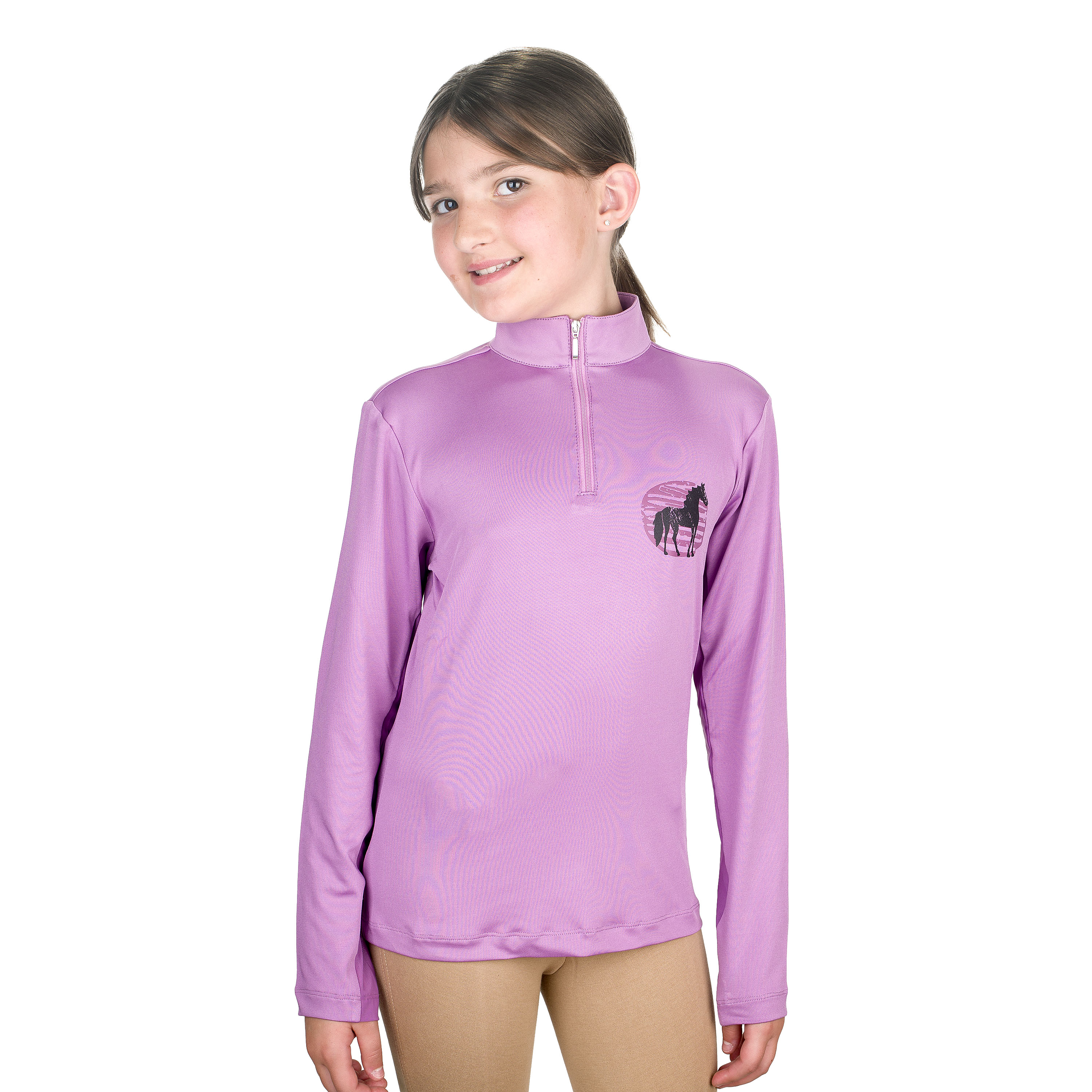 Equistar Kids' Long Sleeve 1/4 Zip Sun Shirt - Lilac - Equistar-832002 ...